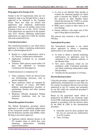 A REVIEW ON DRUG APPROVAL PROCESS FOR US, EUROPE AND INDIA | PDF