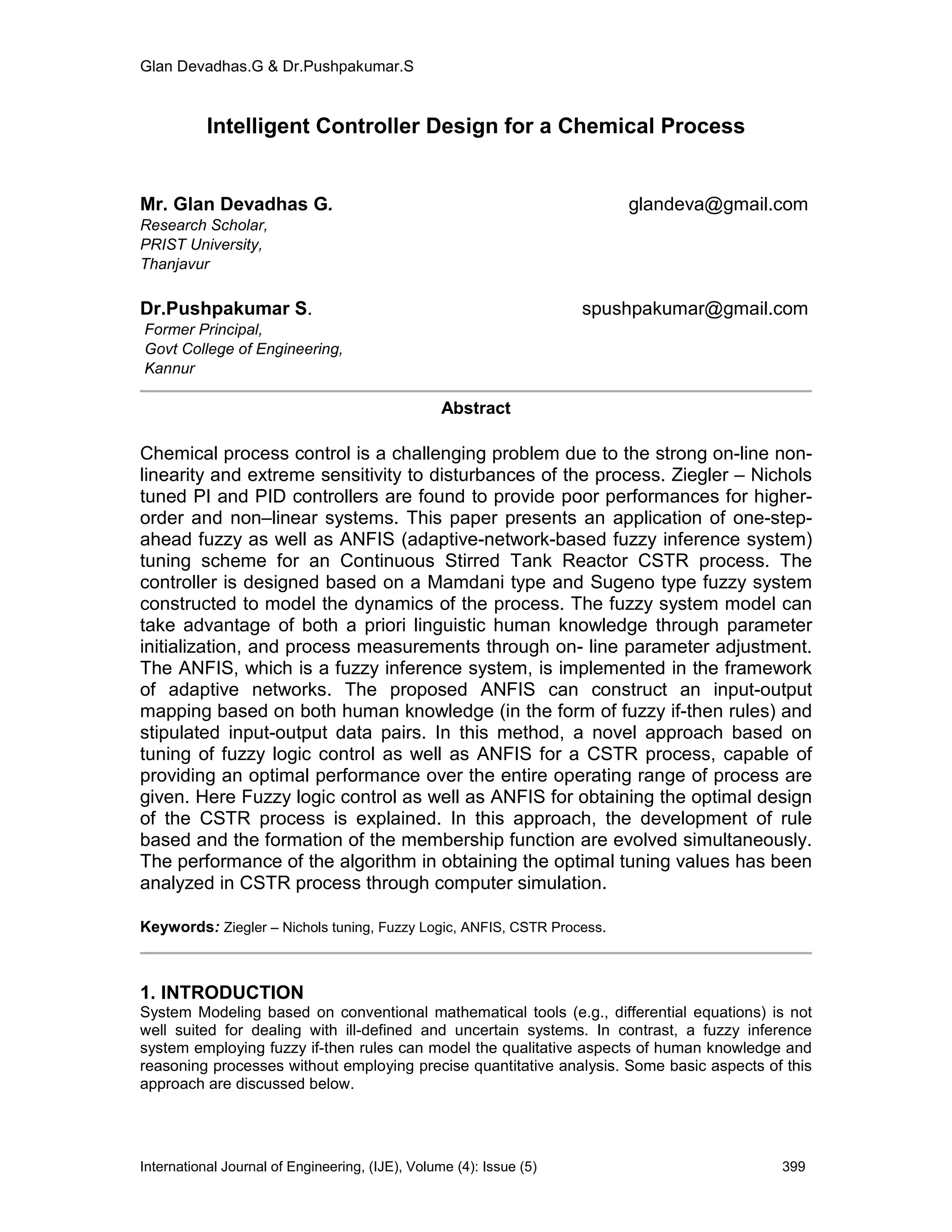 Intelligent Controller Design for a Chemical Process | PDF