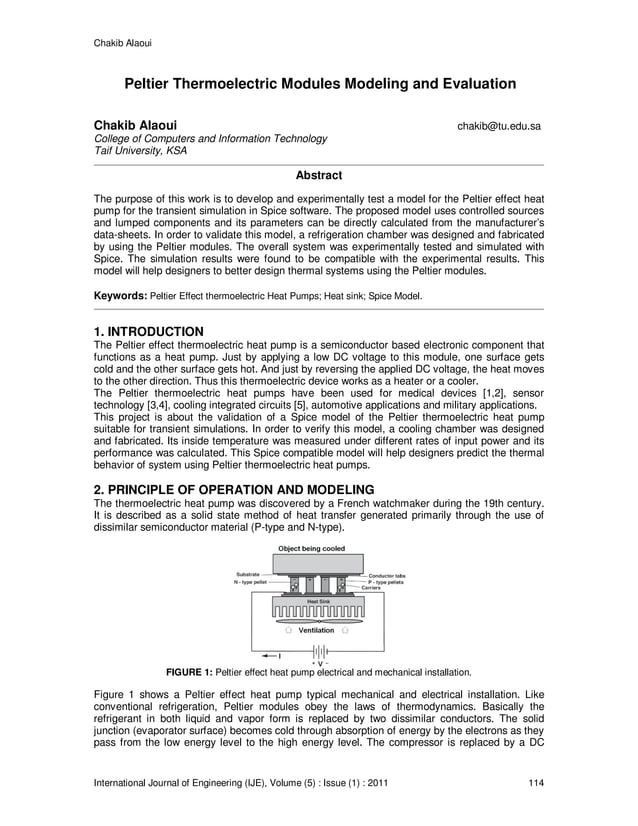 Peltier Thermoelectric Modules Modeling and Evaluation | PDF