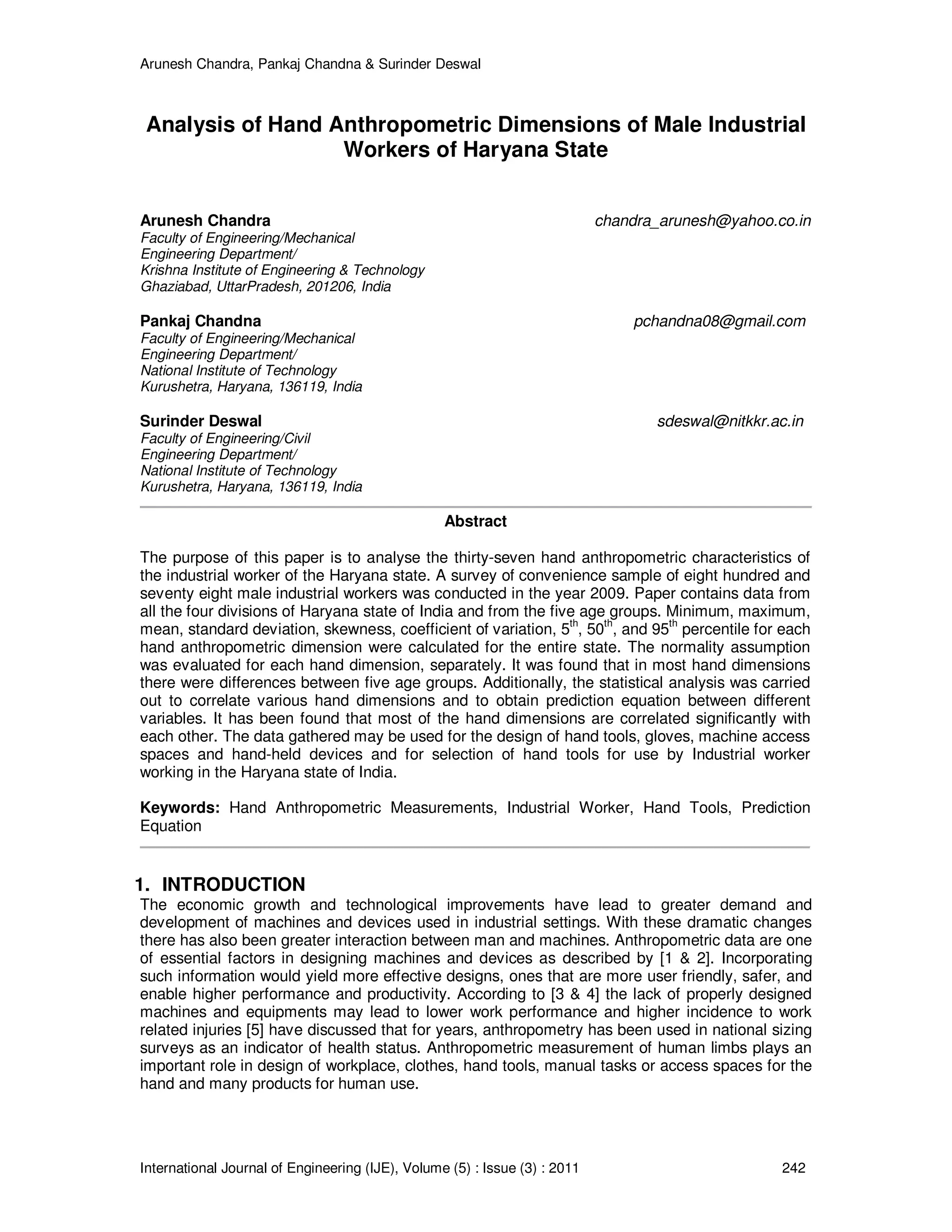 Analysis of Hand Anthropometric Dimensions of Male Industrial Workers ...
