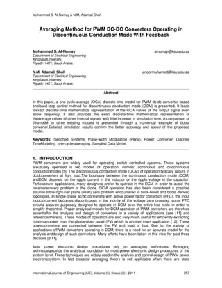 Averaging Method for PWM DC-DC Converters Operating in Discontinuous Conduction Mode with ...