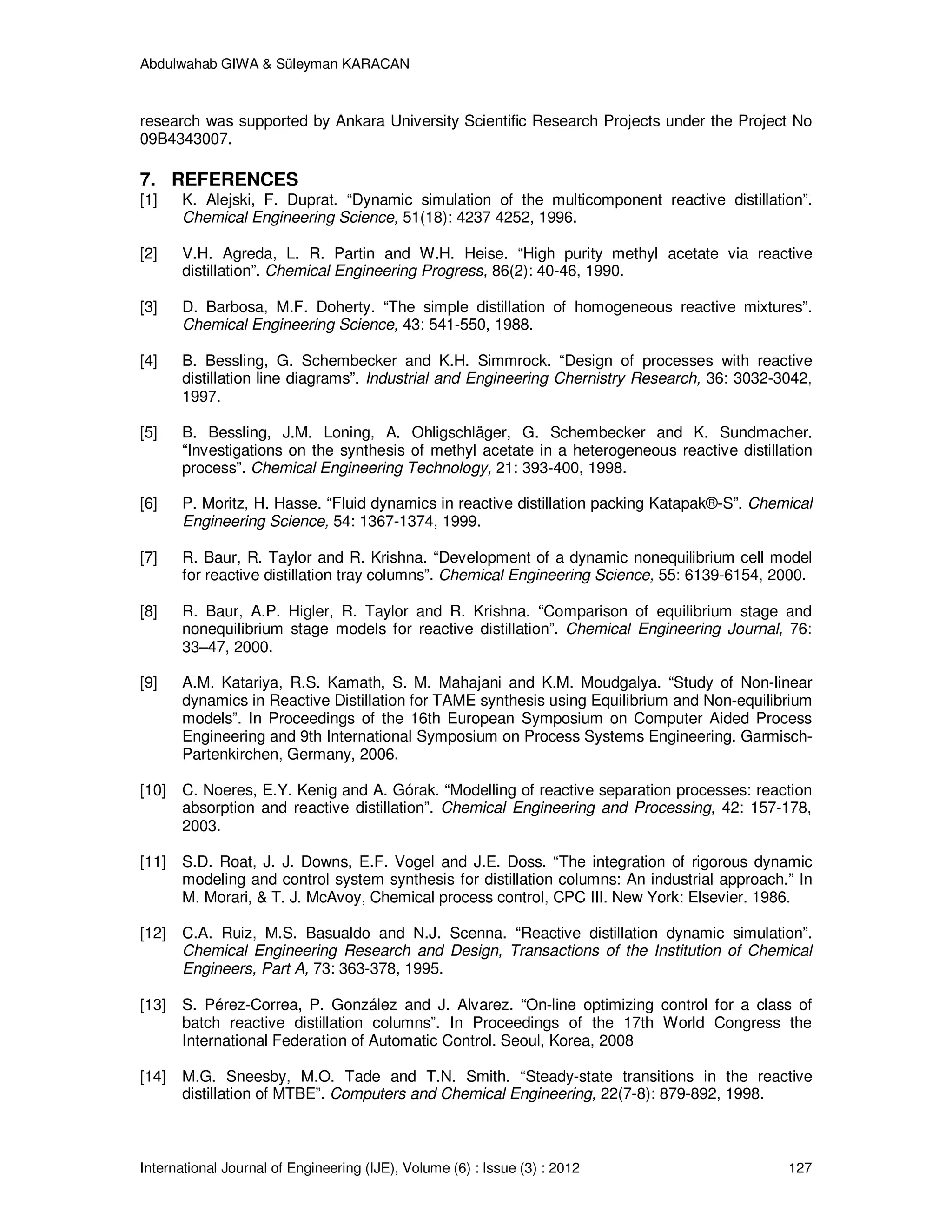Development of Dynamic Models for a Reactive Packed Distillation Column | PDF | Chemistry | Science