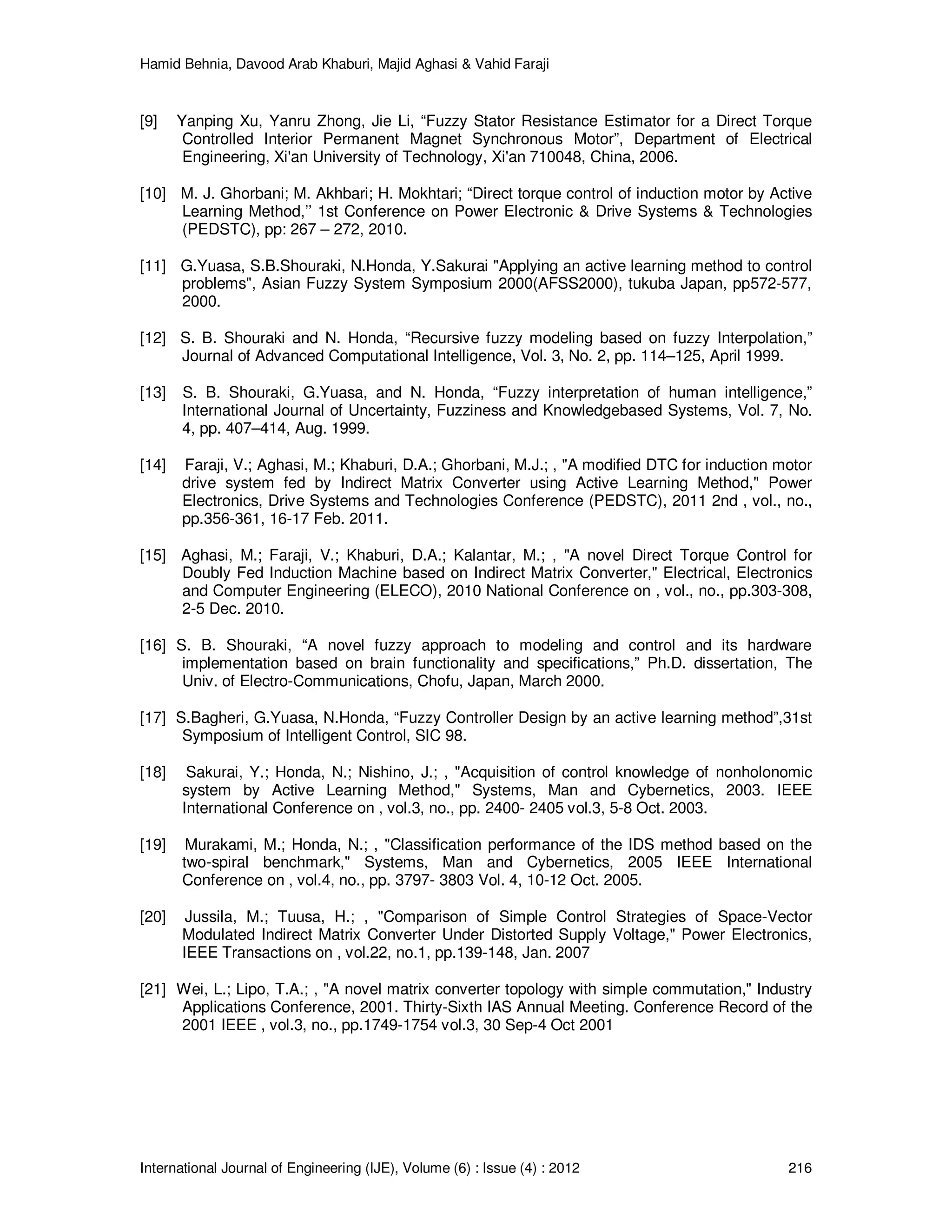 Enhanced Direct Torque Control For Doubly Fed Inductionmachine By Active Learning Method Using