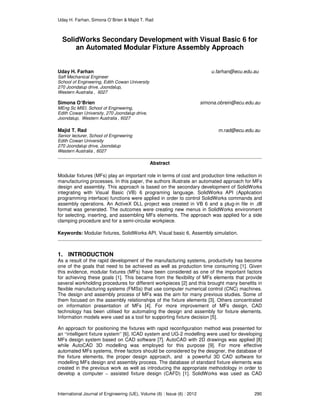 SolidWorks Secondary Development with Visual Basic 6 for an Automated ...