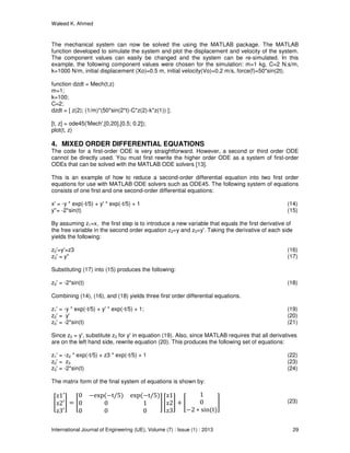 Advantages and Disadvantages of Using MATLAB/ode45 for Solving Differential Equations in ...