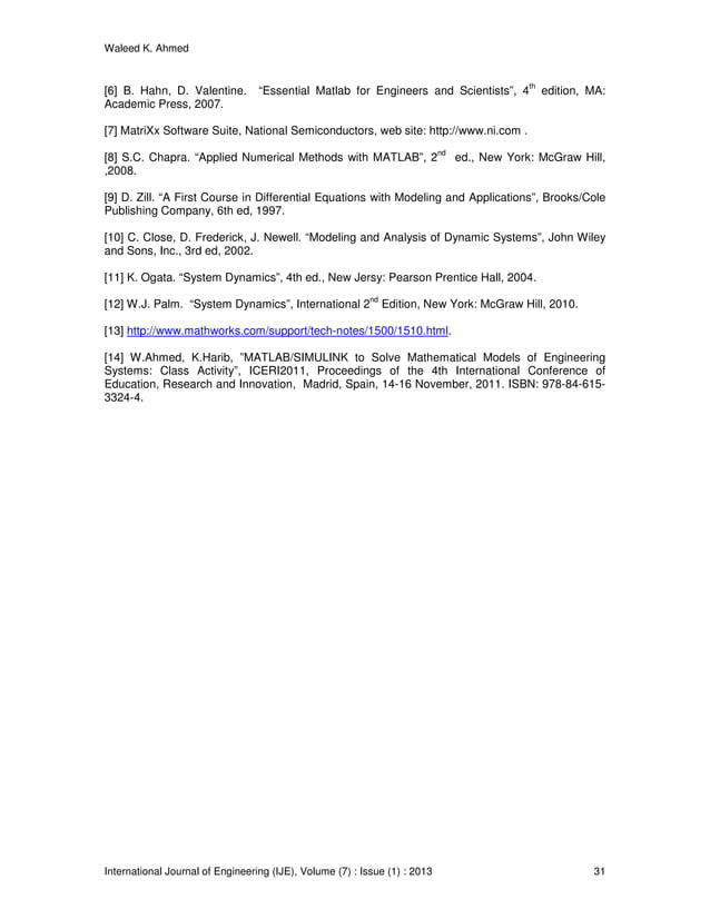 Advantages and Disadvantages of Using MATLAB/ode45 for Solving Differential Equations in ...