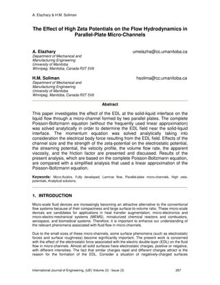 The Effect of High Zeta Potentials on the Flow Hydrodynamics in ...