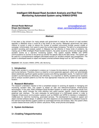 Intelligent GIS-Based Road Accident Analysis and Real-Time Monitoring Automated System using ...