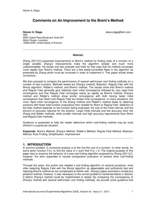 Comments on An Improvement to the Brent’s Method | PDF