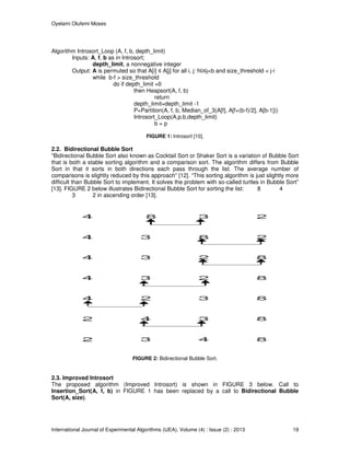 Bidirectional Bubble Sort Approach to Improving the Performance of Introsort in the Worst Case ...