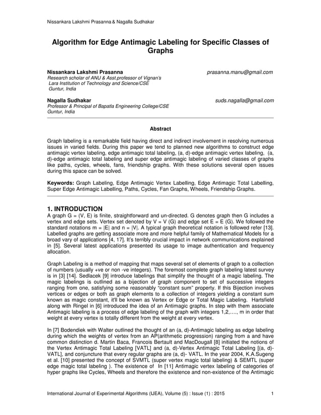 Algorithm for Edge Antimagic Labeling for Specific Classes of Graphs | PDF | Cycling | Sports