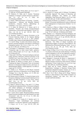 Minds and Machines: Impact of Emotional Intelligence on Investment Decisions with Mediating the ...