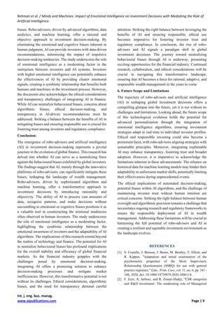 Minds and Machines: Impact of Emotional Intelligence on Investment Decisions with Mediating the ...