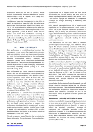 The Impact of Ambidextrous Leadership on Firm Performance: An Empirical Analysis of Syrian SMEs ...