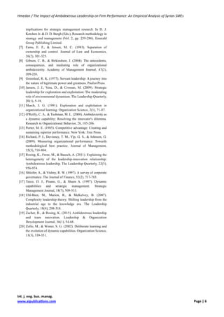 The Impact of Ambidextrous Leadership on Firm Performance: An Empirical Analysis of Syrian SMEs ...