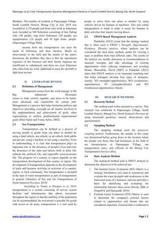 Sea Transportation Business Management Patterns in South Lembeh District, Bitung City, North ...
