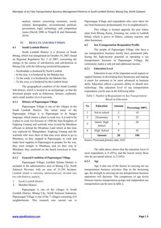 Sea Transportation Business Management Patterns in South Lembeh District, Bitung City, North ...