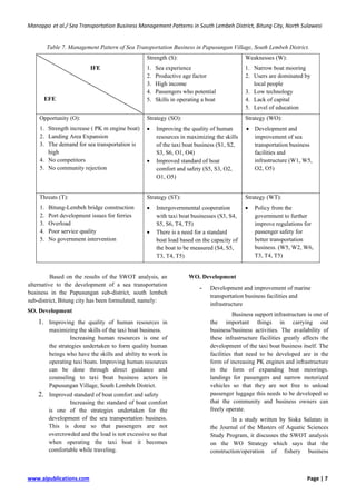 Sea Transportation Business Management Patterns in South Lembeh District, Bitung City, North ...