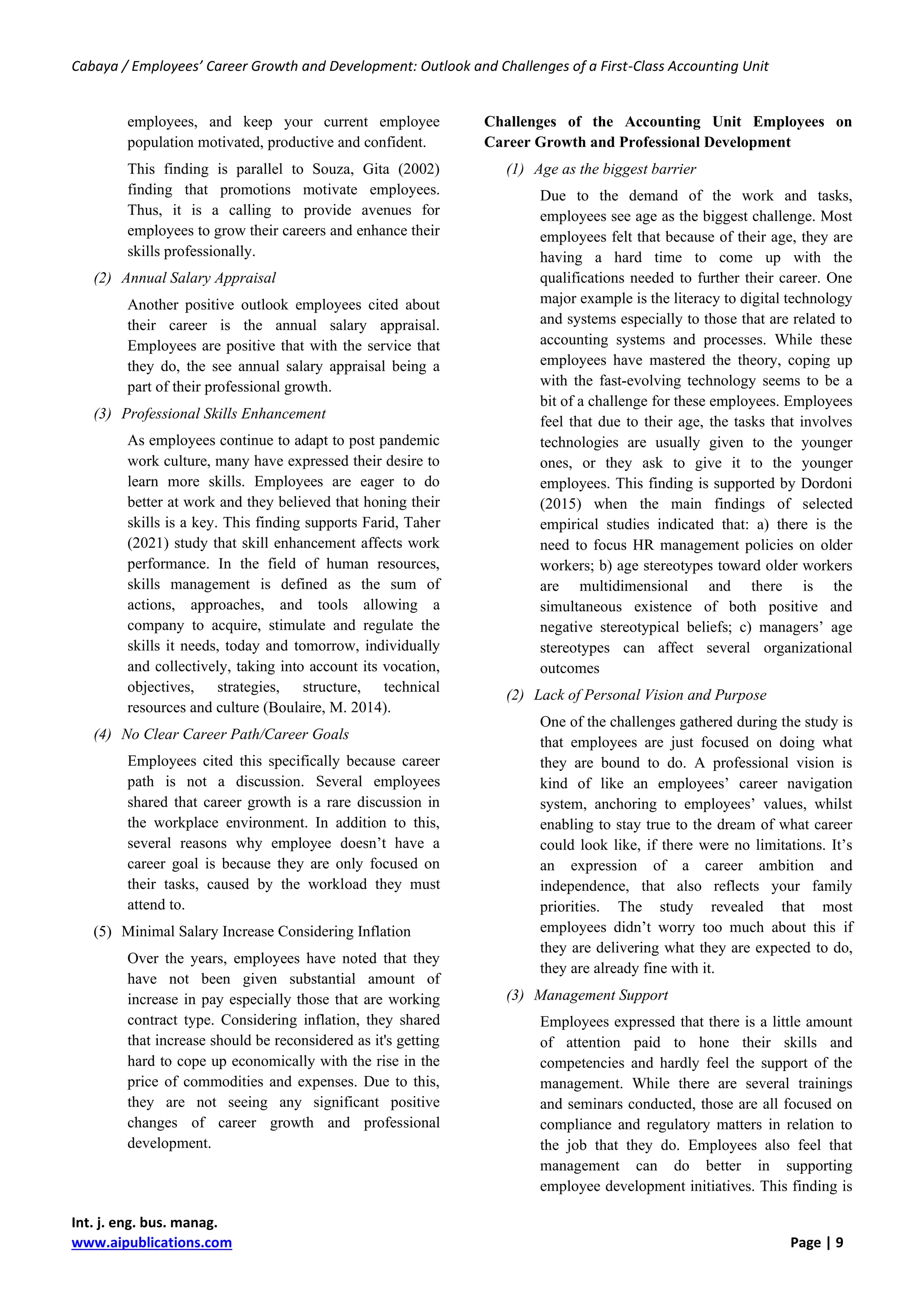 Employees’ Career Growth and Development: Outlook and Challenges of a ...