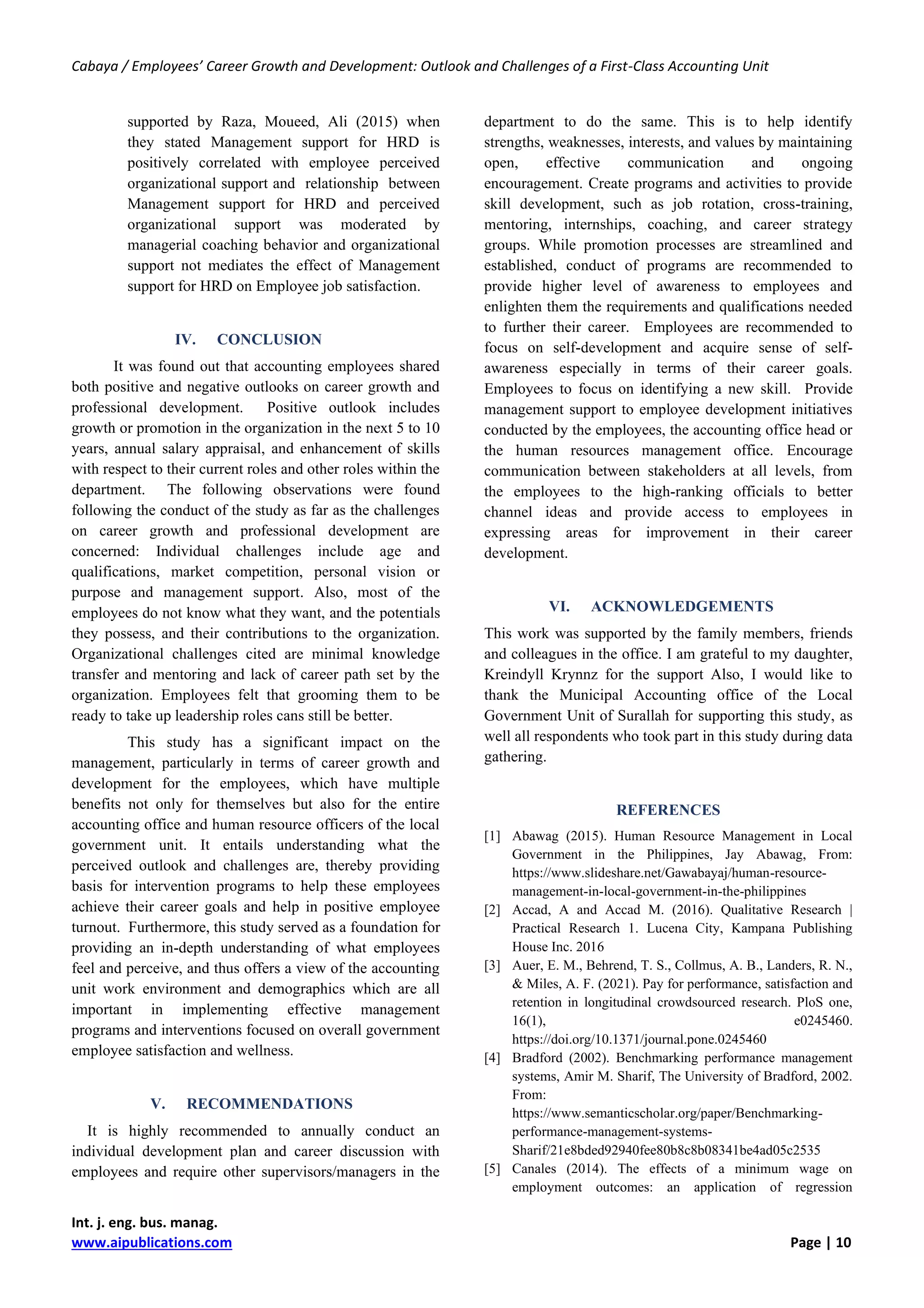 Employees’ Career Growth and Development: Outlook and Challenges of a ...