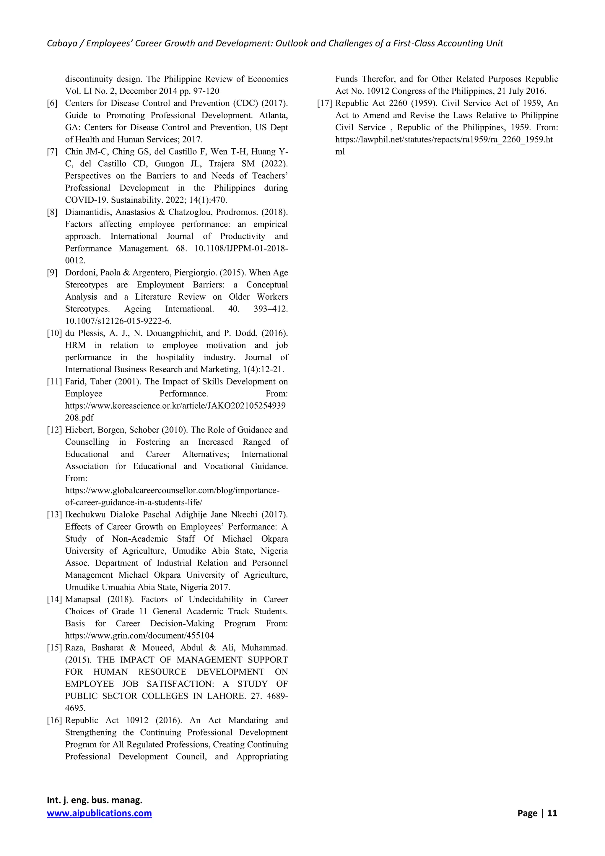 Employees’ Career Growth and Development: Outlook and Challenges of a ...