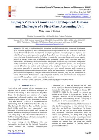 Employees’ Career Growth and Development: Outlook and Challenges of a ...