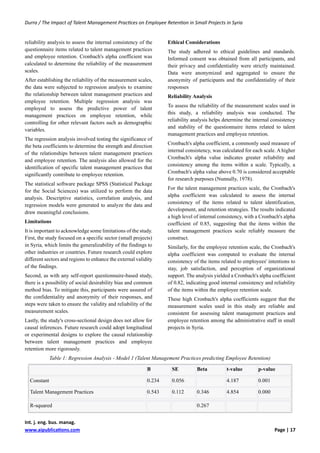 The Impact of Talent Management Practices on Employee Retention in Small Projects in Syria | PDF