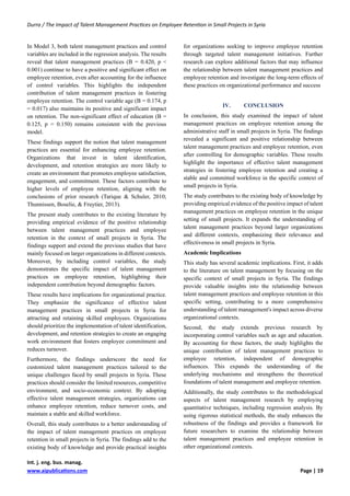 The Impact of Talent Management Practices on Employee Retention in Small Projects in Syria | PDF