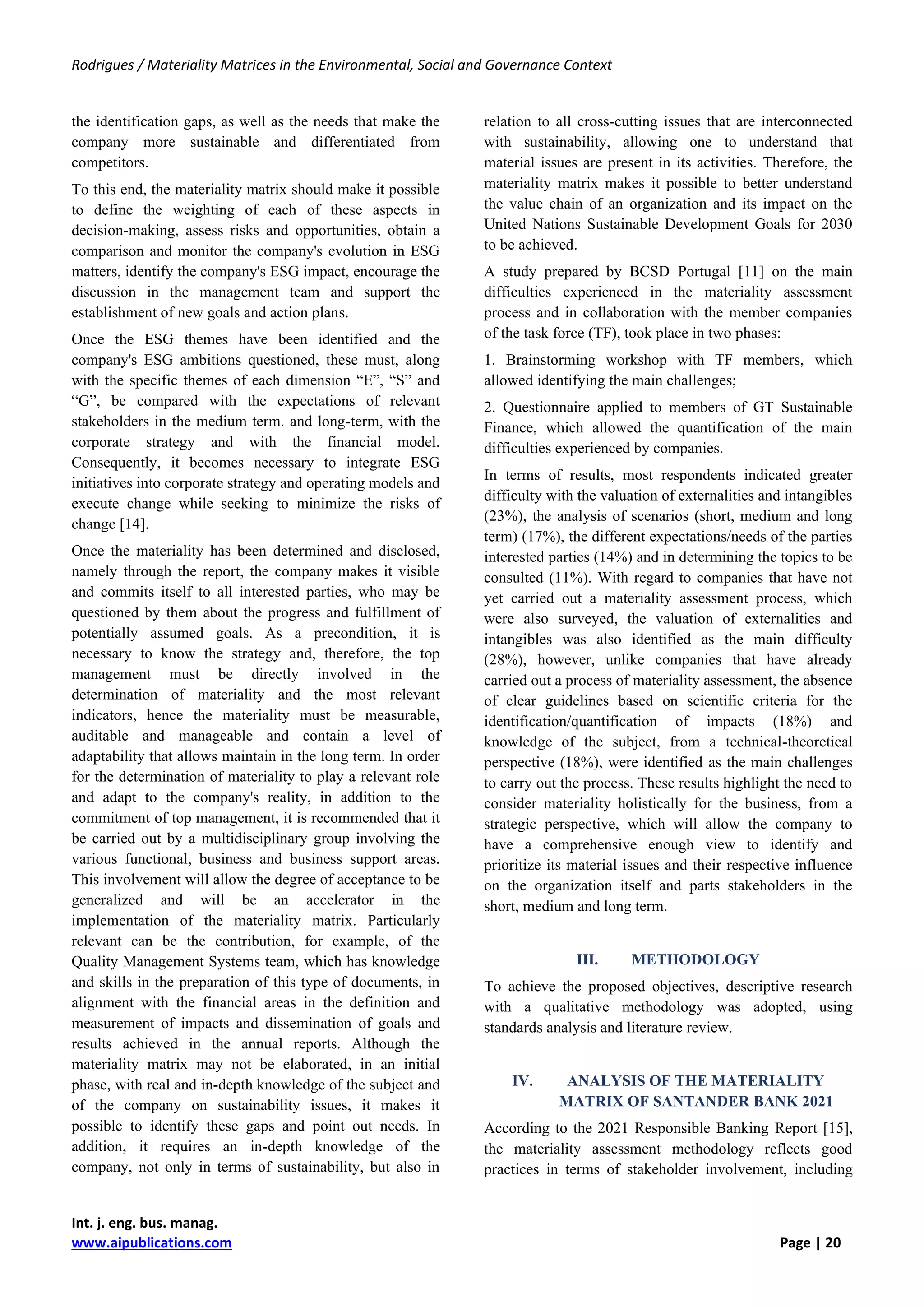 Materiality Matrices in the Environmental, Social and Governance Context | PDF