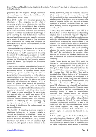 Influence of Cloud Computing Adaption on Organization Performance: A Case Study of Selected ...