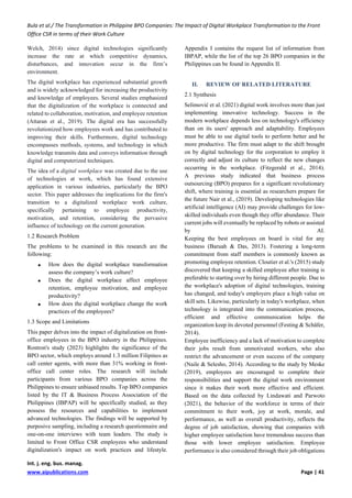 The Transformation in Philippine BPO Companies: The Impact of Digital Workplace Transformation ...