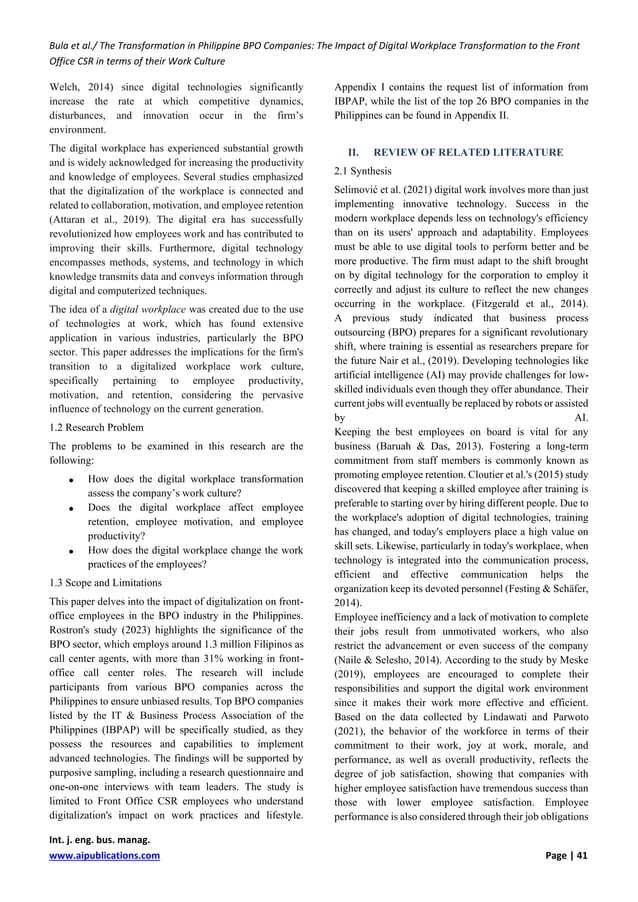 The Transformation in Philippine BPO Companies: The Impact of Digital ...