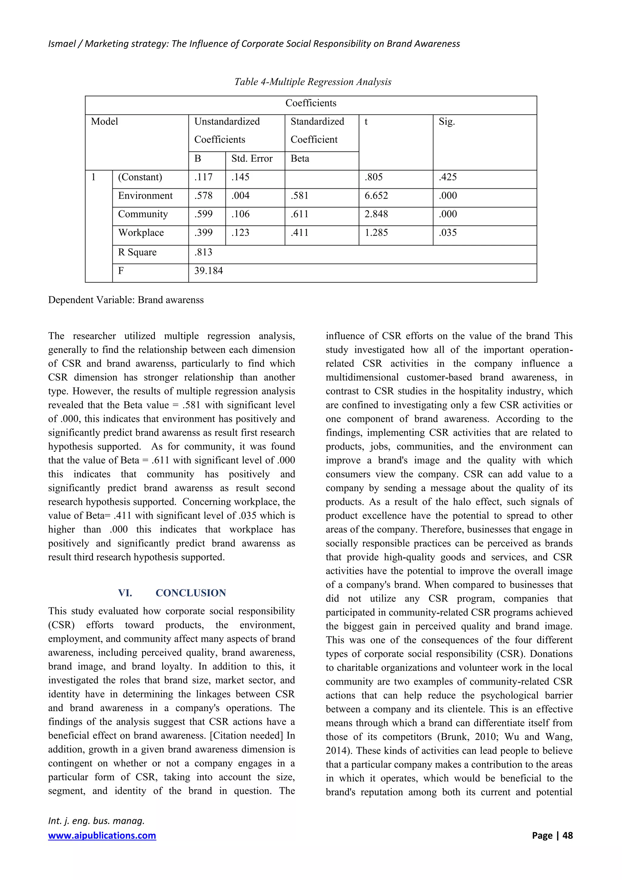 Marketing strategy: The Influence of Corporate Social Responsibility on Brand Awareness | PDF