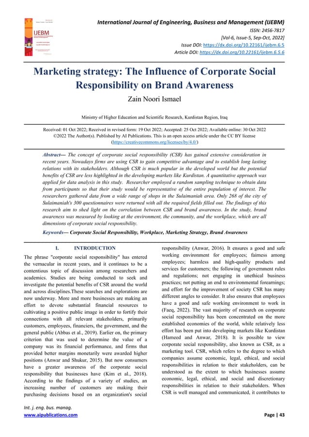 Marketing strategy: The Influence of Corporate Social Responsibility on ...