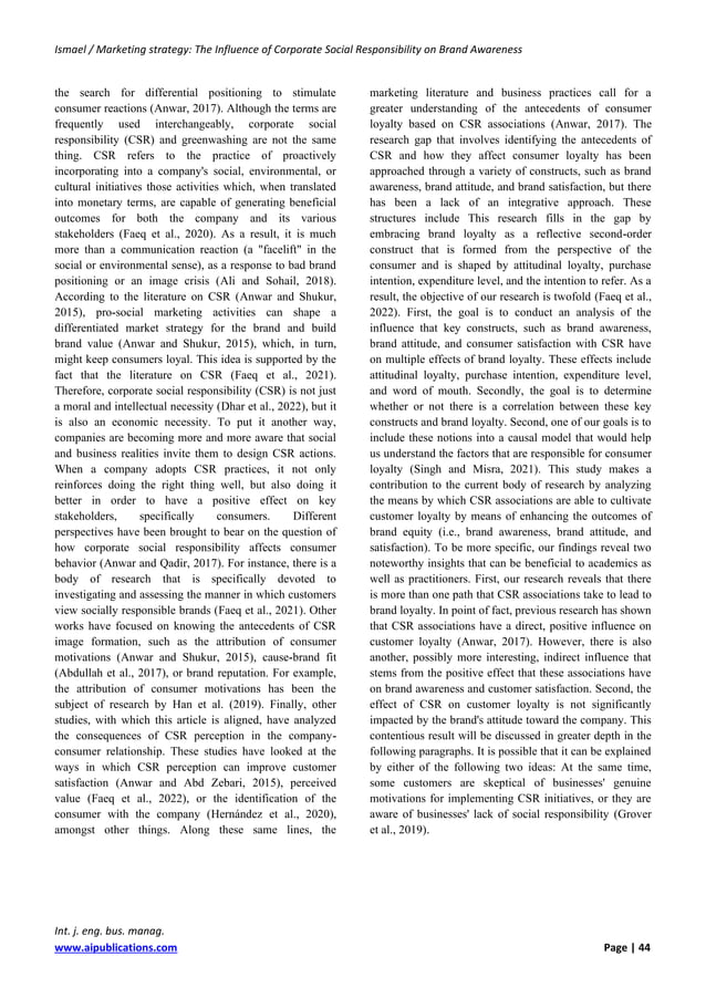 Marketing strategy: The Influence of Corporate Social Responsibility on ...