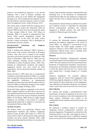 The Relationship between Entrepreneurial Orientation and Employee Engagement: A Multilevel ...