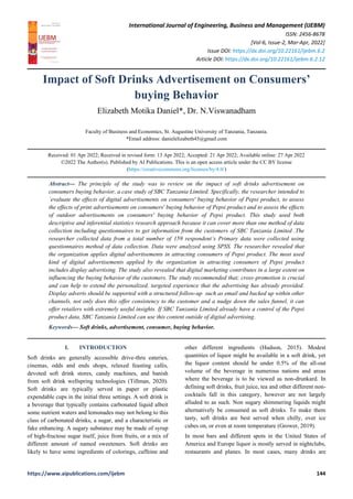 Impact of Soft Drinks Advertisement on Consumers’ buying Behavior | PDF