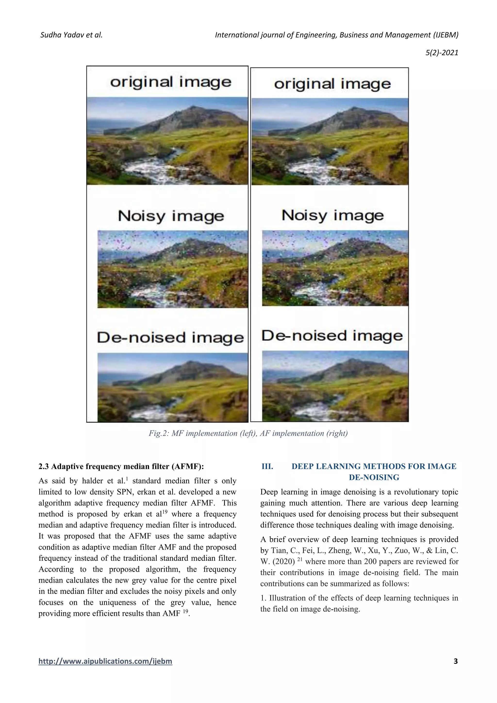 A literature review of various techniques available on Image Denoising ...