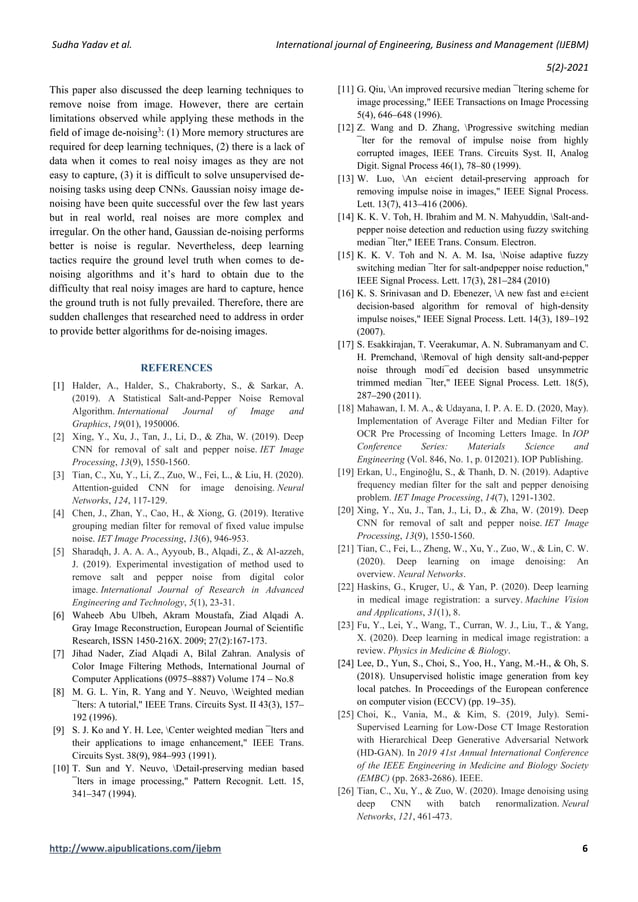 A literature review of various techniques available on Image Denoising | PDF