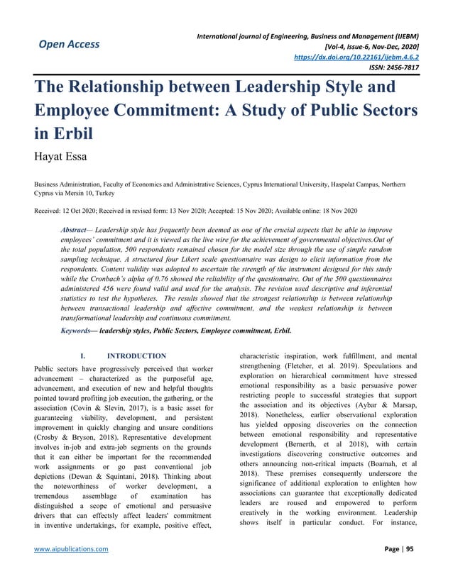 The Relationship between Leadership Style and Employee Commitment: A ...