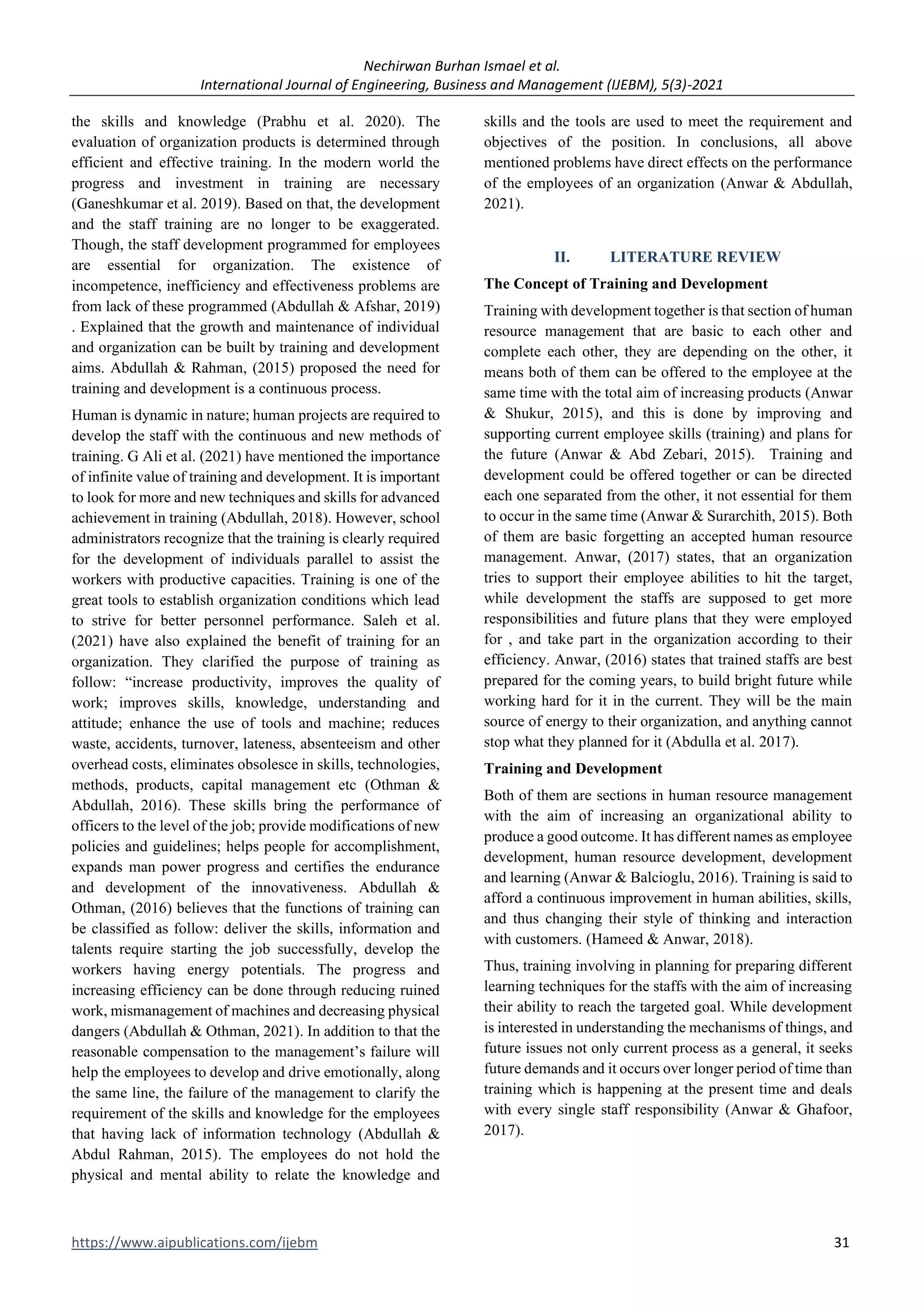 The Role of Training and Development on Organizational effectiveness | PDF