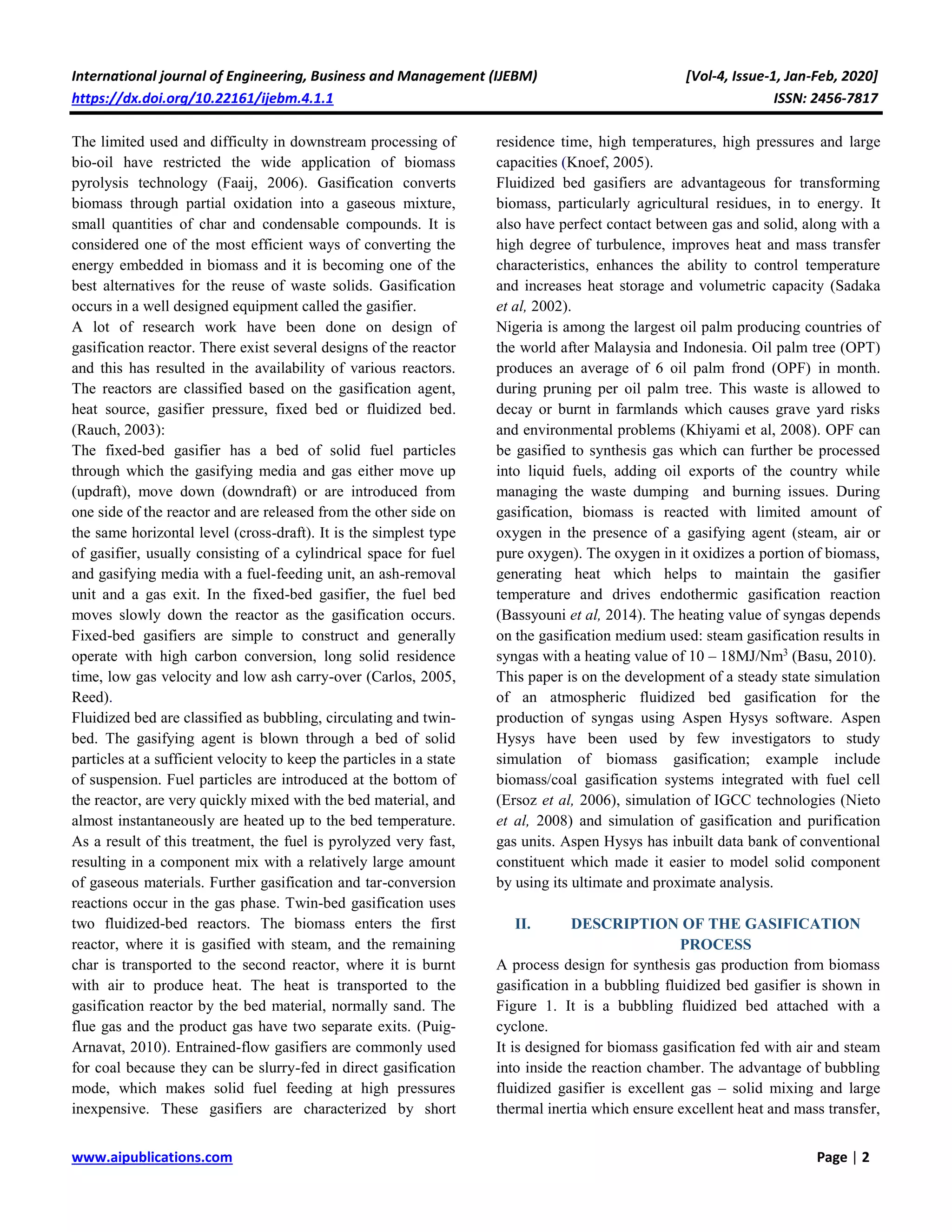 A thermodynamic Equilibrium model of Fluidized bed Gasifier using ASPEN ...