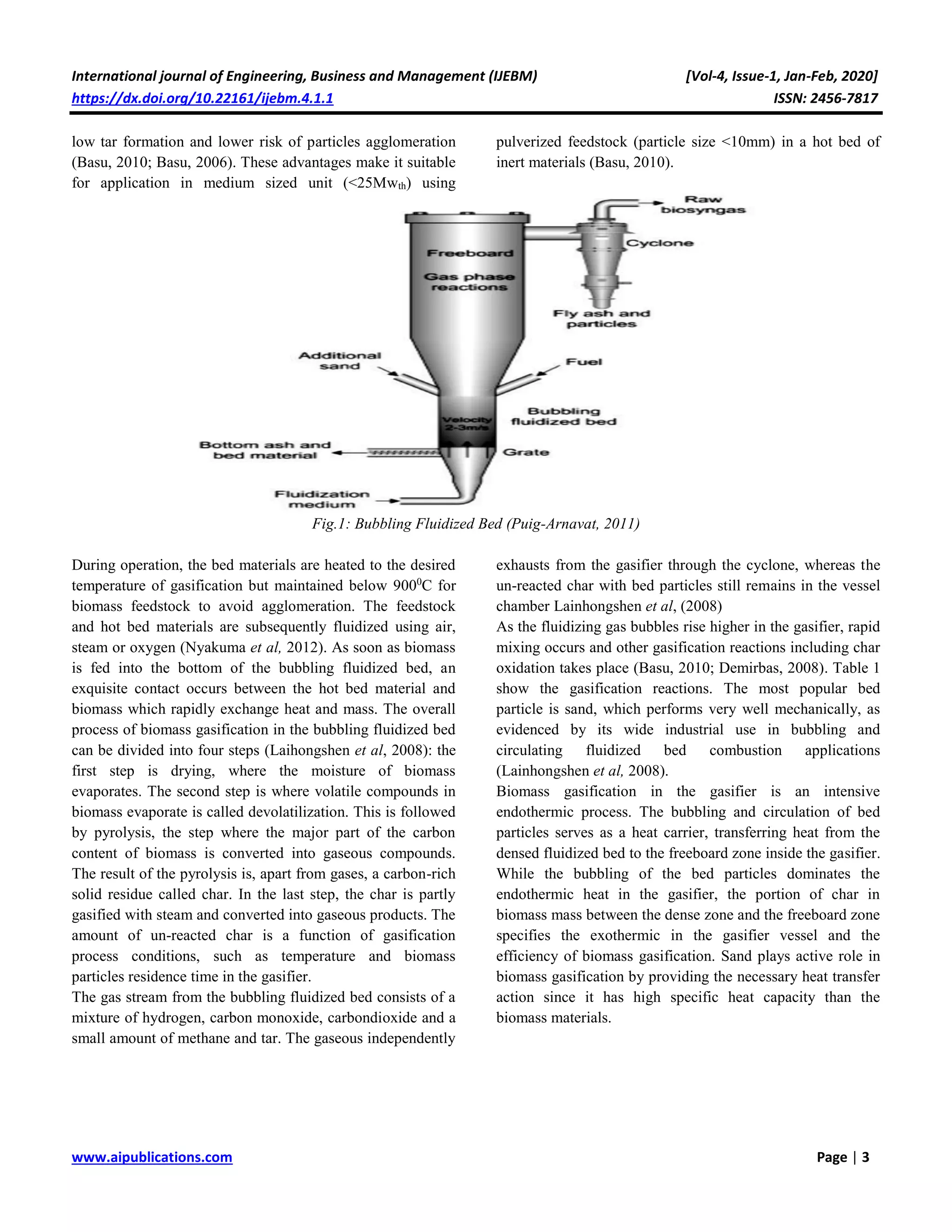 A thermodynamic Equilibrium model of Fluidized bed Gasifier using ASPEN ...