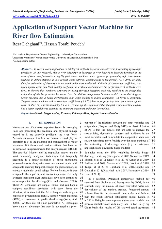 Application of Support Vector Machine for River flow Estimation | PDF | Geography | Science