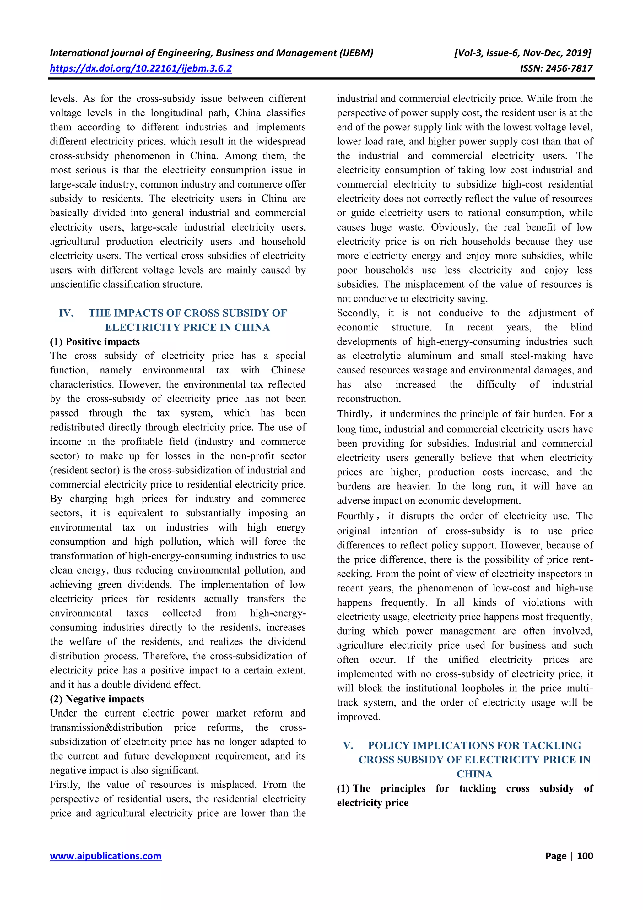 The cross subsidy of electricity price in China | PDF