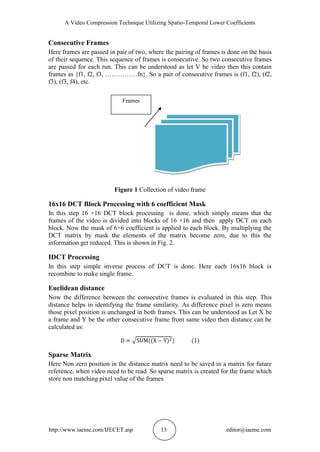 A VIDEO COMPRESSION TECHNIQUE UTILIZING SPATIO-TEMPORAL LOWER COEFFICIENTS | PDF | Video ...
