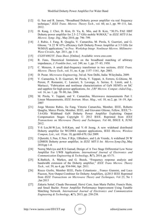 MODIFIED DOHERTY POWER AMPLIFIER FOR WIDER BAND | PDF