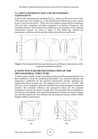 MODELING OF PLANAR METAMATERIAL STRUCTURE AND ITS EFFECTIVE PARAMETER EXTRACTION | PDF
