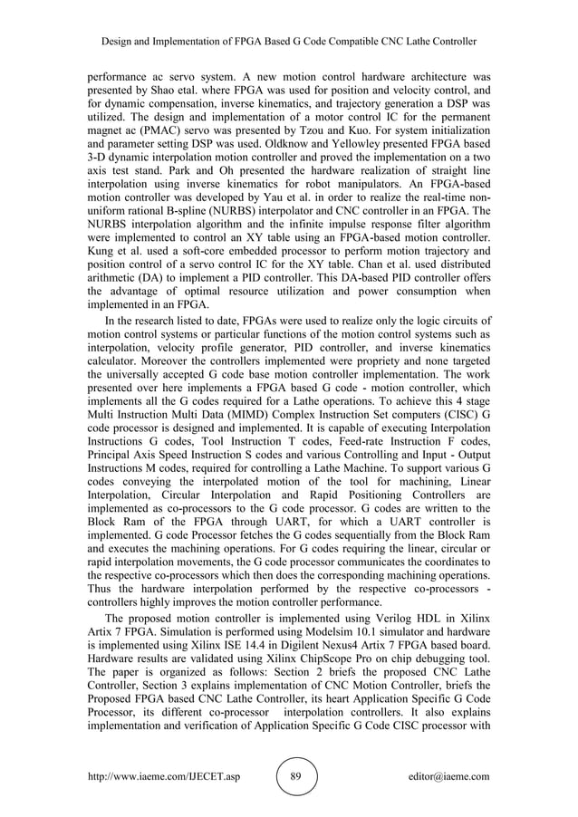 DESIGN AND IMPLEMENTATION OF FPGA BASED G CODE COMPATIBLE CNC LATHE CONTROLLER | PDF