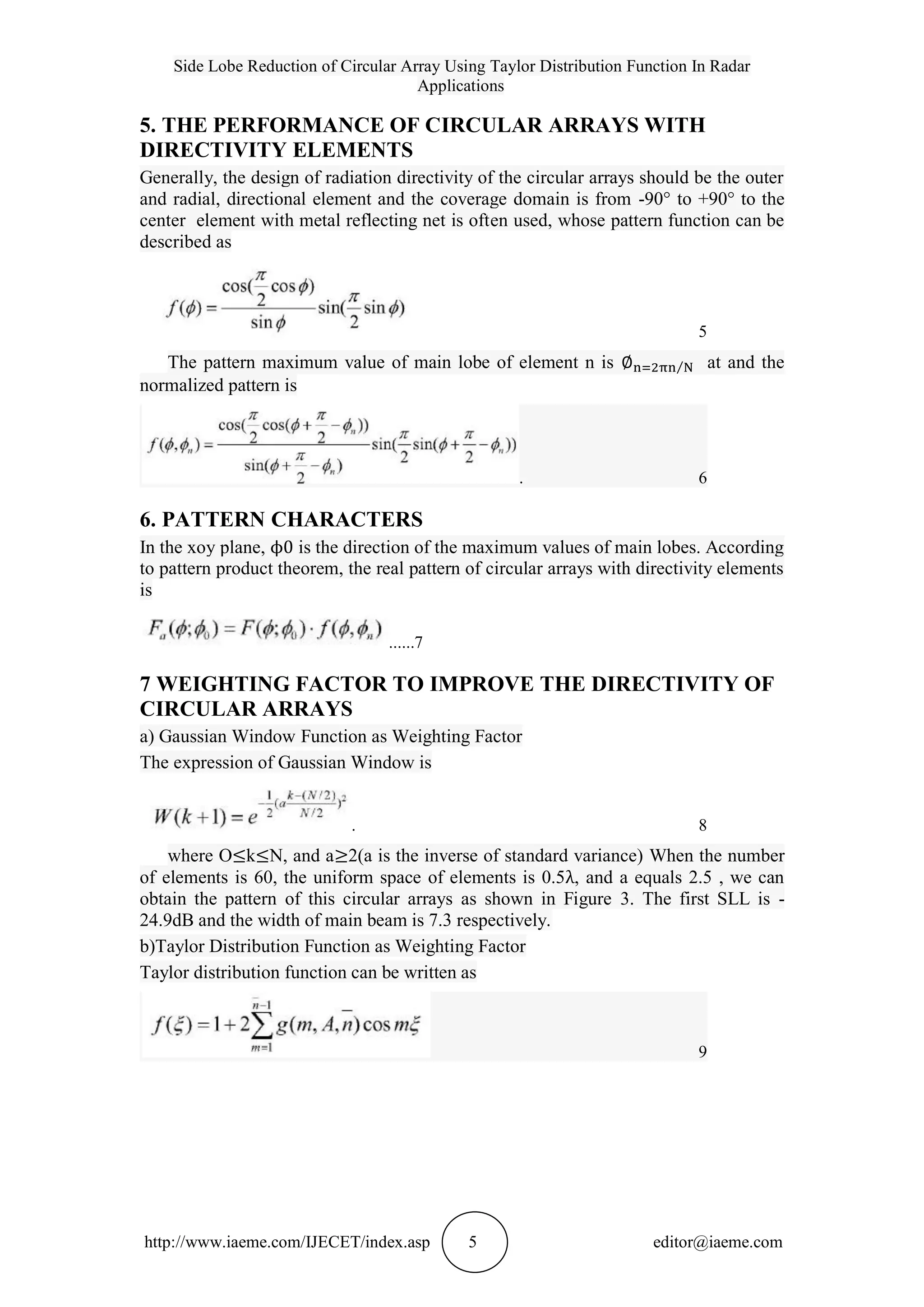 SIDE LOBE REDUCTION OF CIRCULAR ARRAY USING TAYLOR DISTRIBUTION ...
